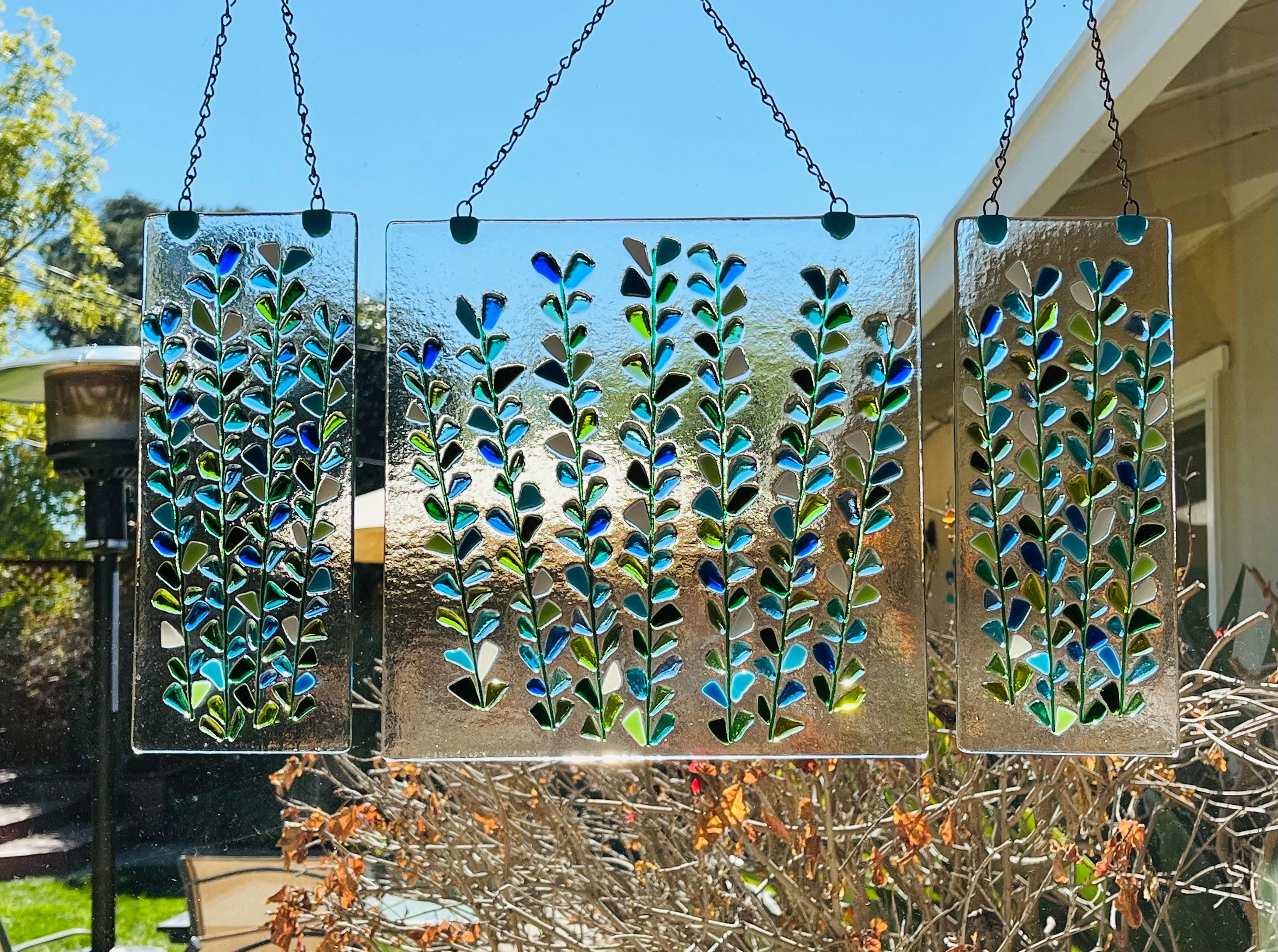 Fused Glass Window Panel Shakuf Design Blooming Branches in - Etsy Canada
