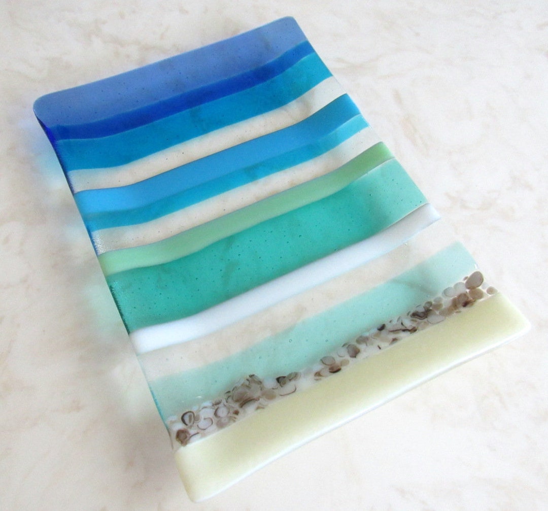 Fused Glass Plate, Beach Rocks, Gift for the Holidays, Seashells Plate ...
