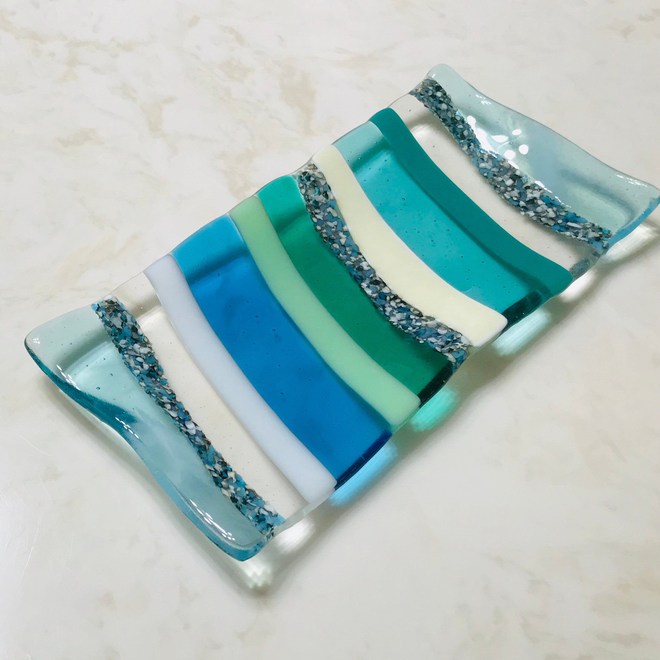 Fused Glass Beach Plate Ocean Tides Rock Beach Art Sea - Etsy