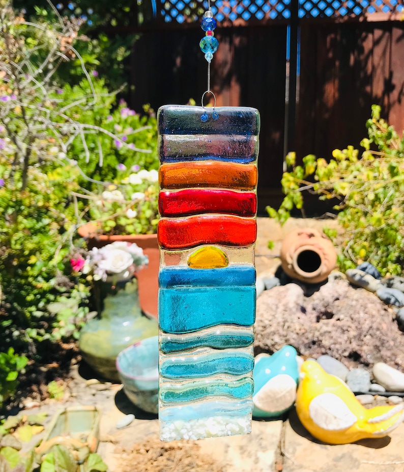 Fused Glass Beach Sunset Suncatcher Sunset Glass Wall Art - Etsy