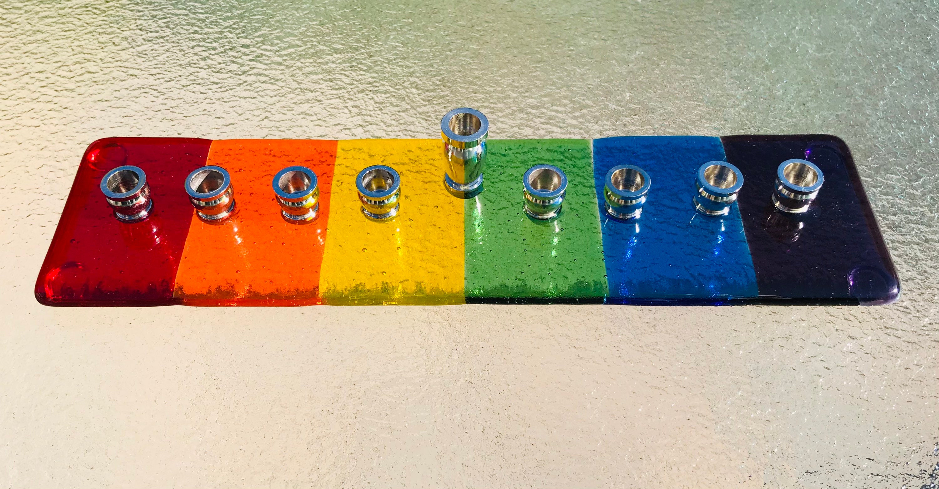 Fused Glass Pride Menorah Rainbow Menorah Equality Flag | Etsy