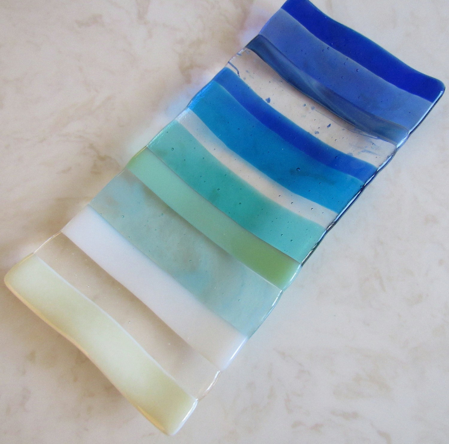 Fused Glass Appetizer Plate, Ocean Beach Decor, Sea Glass Jewelry ...