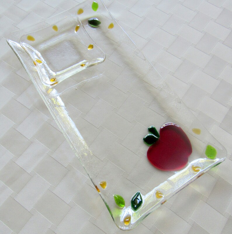 Fused Glass Rosh Hashanah Plate, Apple Honey Dish Set, Judaica Gift - Etsy