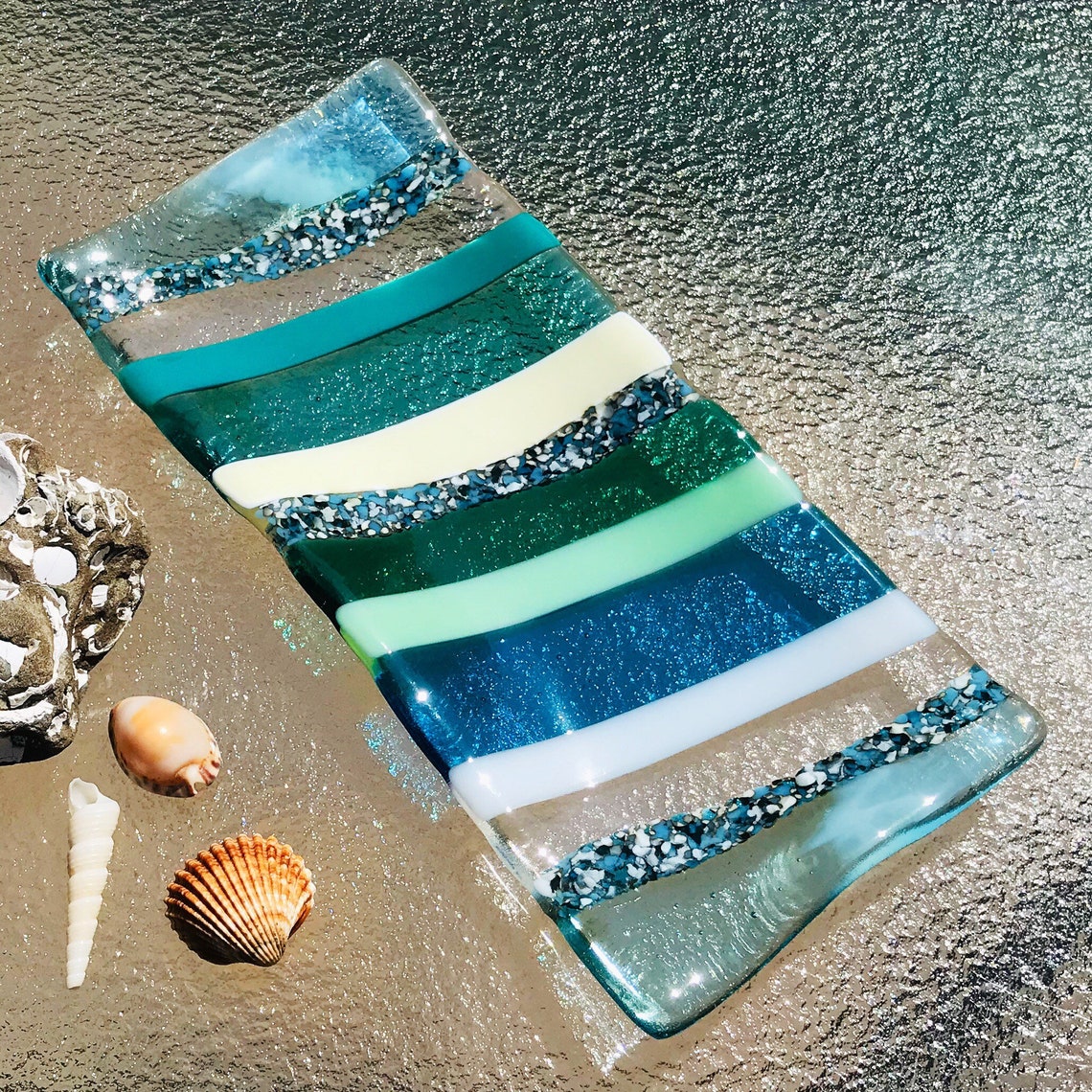 Fused Glass Beach Plate Ocean Tides Rock Beach Art Sea - Etsy