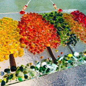 Fused Glass Fall Trees Wall Decor, Autumn Leaves Suncatcher ...