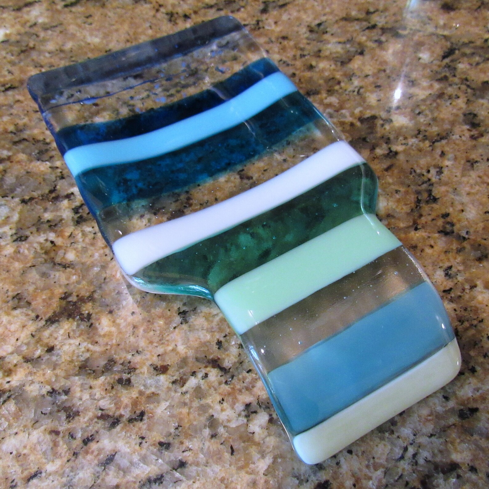 Fused Glass Spoon Rest Beach Turquoise Blue Sea Glass Dish - Etsy