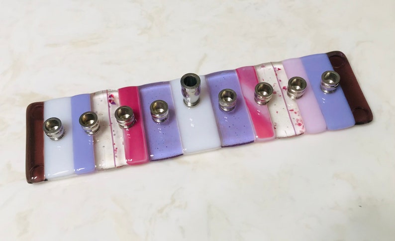 Hanukkah Menorah Fused Glass Pink and Purple Menorah - Etsy