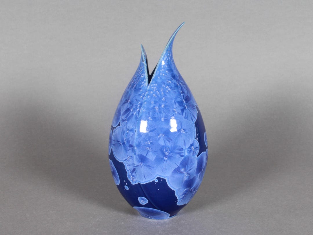 Cerulean Blue Crystalline Glazed Pod Vase - Etsy