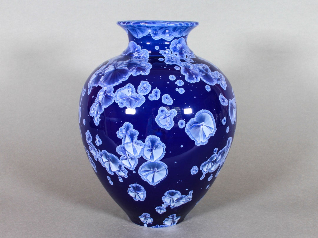 Cerulean Blue Crystalline Glazed Vase - Etsy