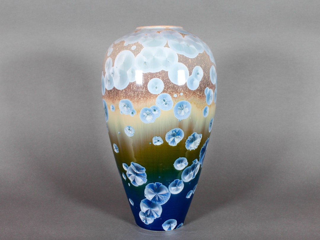 Zuma Blue Crystalline Glazed Vase - Etsy