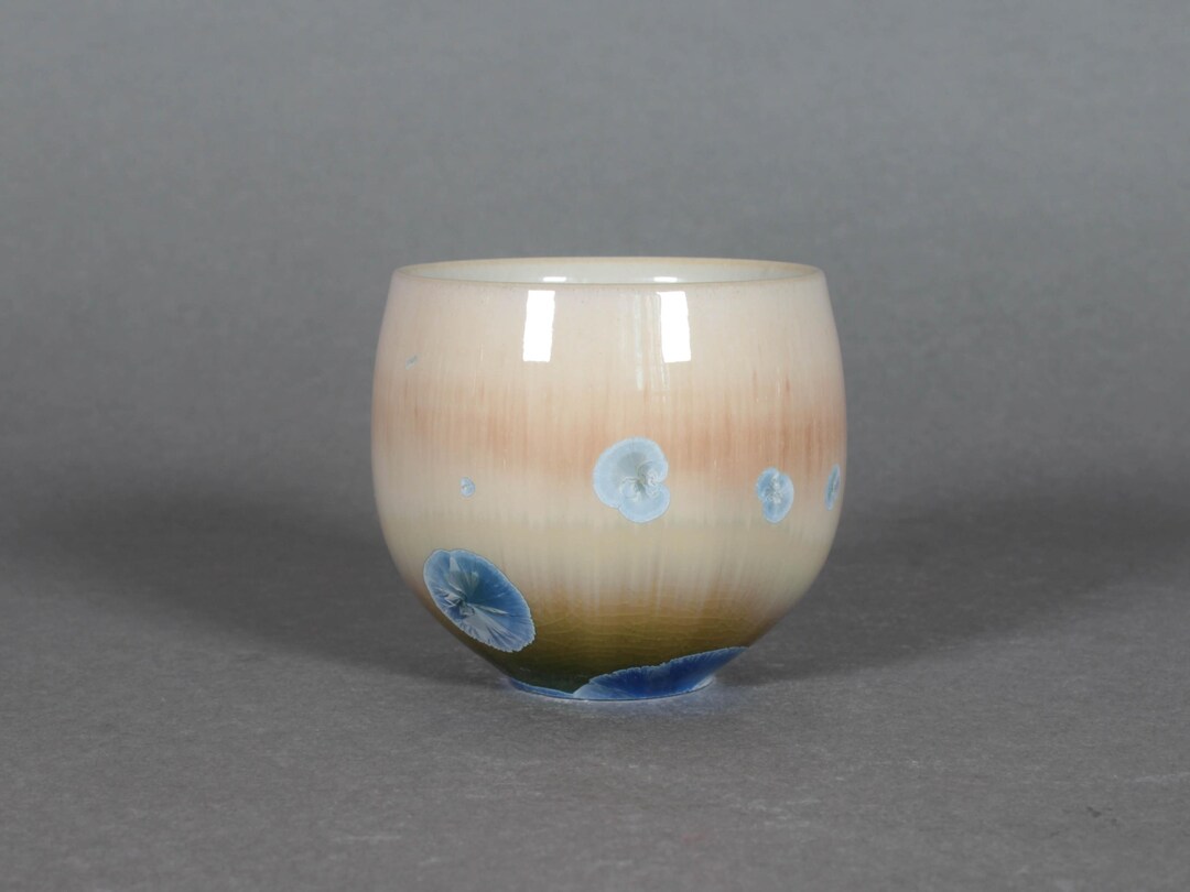 Japanese Style Teacup: Zuma Blue Crystalline Glaze on Porcelain - Etsy