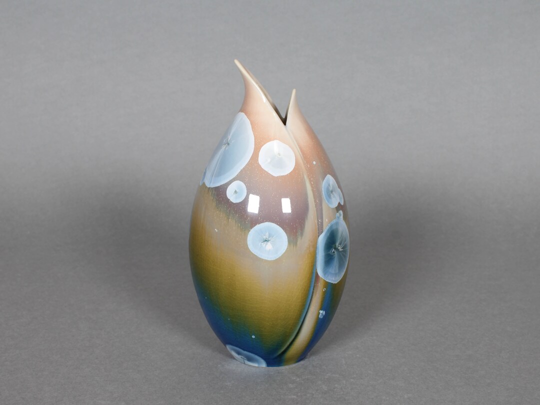 Zuma Blue Crystalline Glazed Pod Vase - Etsy