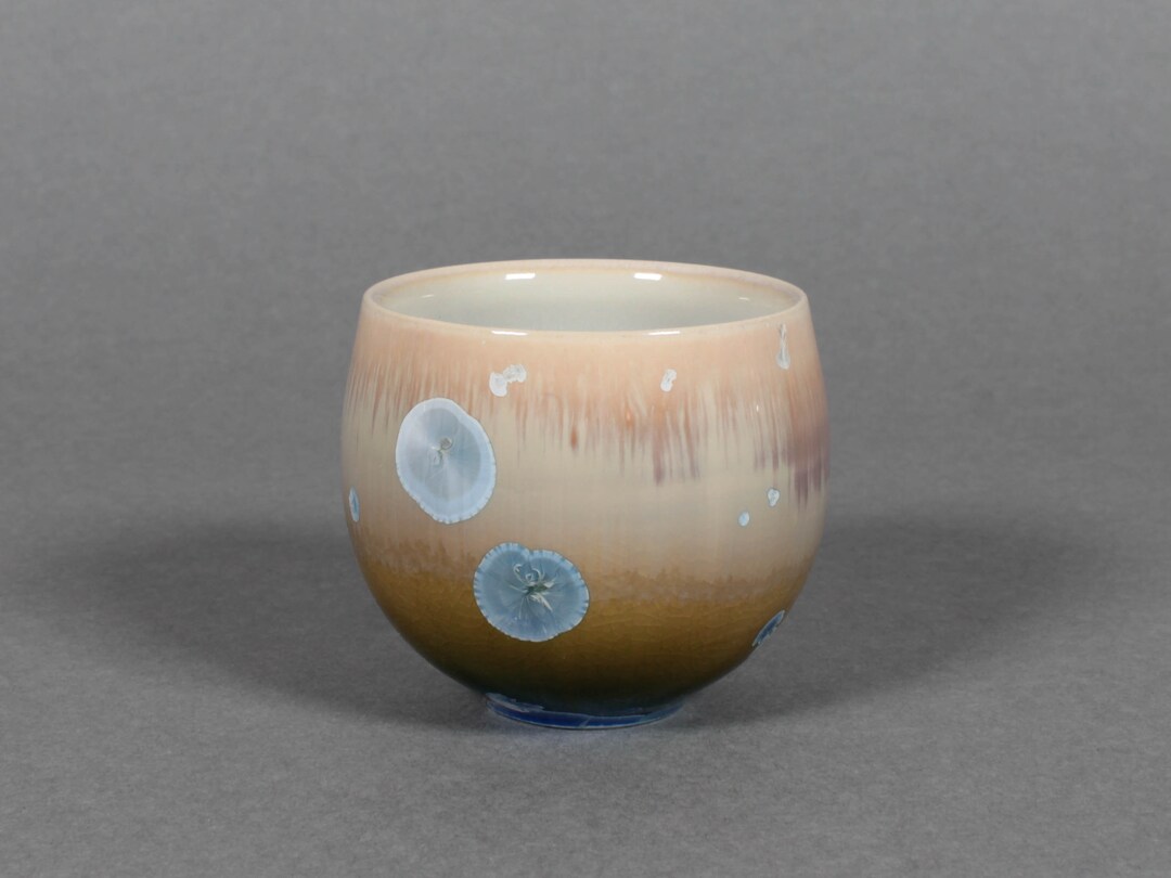 Japanese Style Teacup: Zuma Blue Crystalline Glaze on Porcelain - Etsy