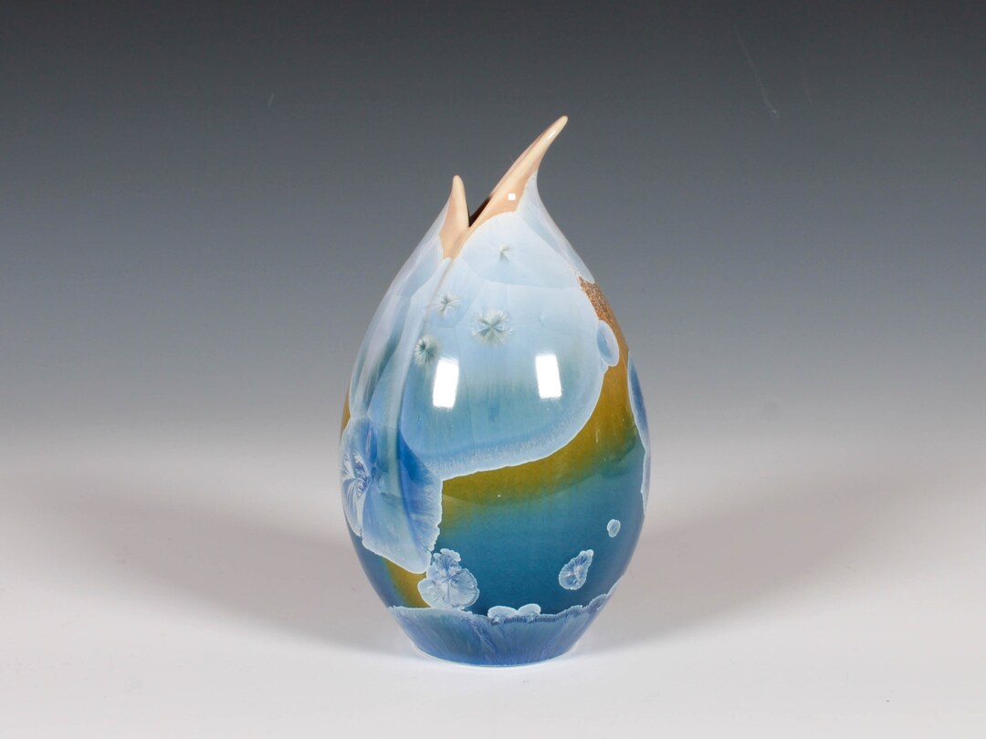 Zuma Blue Crystalline Glazed Pod Vase - Etsy