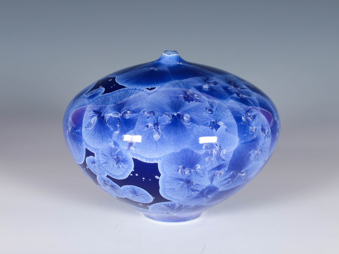 Cerulean Blue Crystalline Glazed Bottle - Etsy