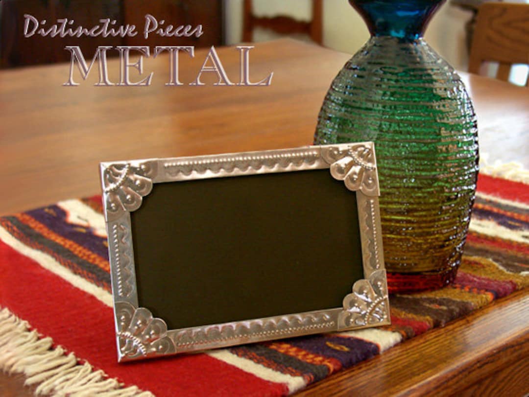 4 X 6 Hand Punched Tin Photo Frame, Dots Scallops New Mexico Tinwork ...