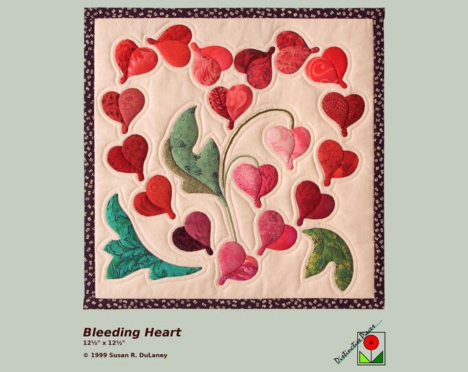 Bleeding Heart, Small Quilt - Art Quilt, Appliqued Wall Hanging, Banner ...