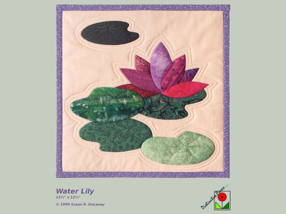 Small Quilt, Water Lily - Wall Quilt, Appliqued Wall Hanging Quilt ...