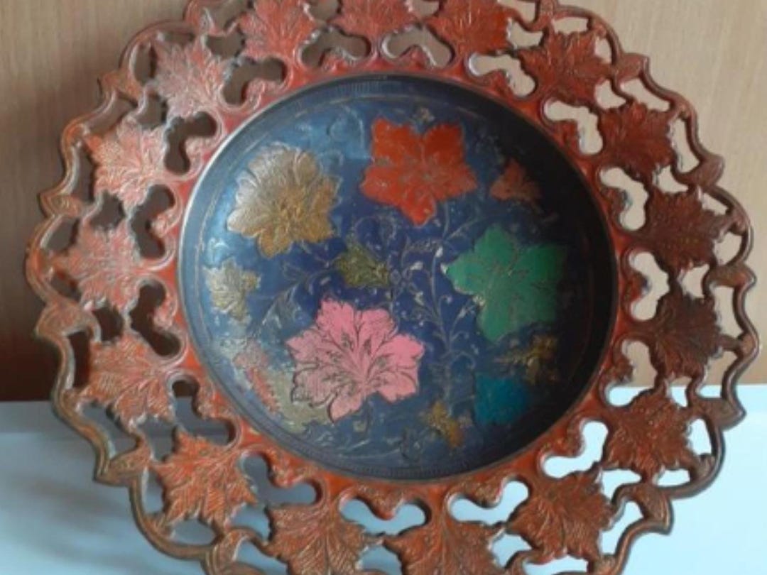 Vintage Orange Decorative Centerpiece Flower Vase Bowl - Etsy