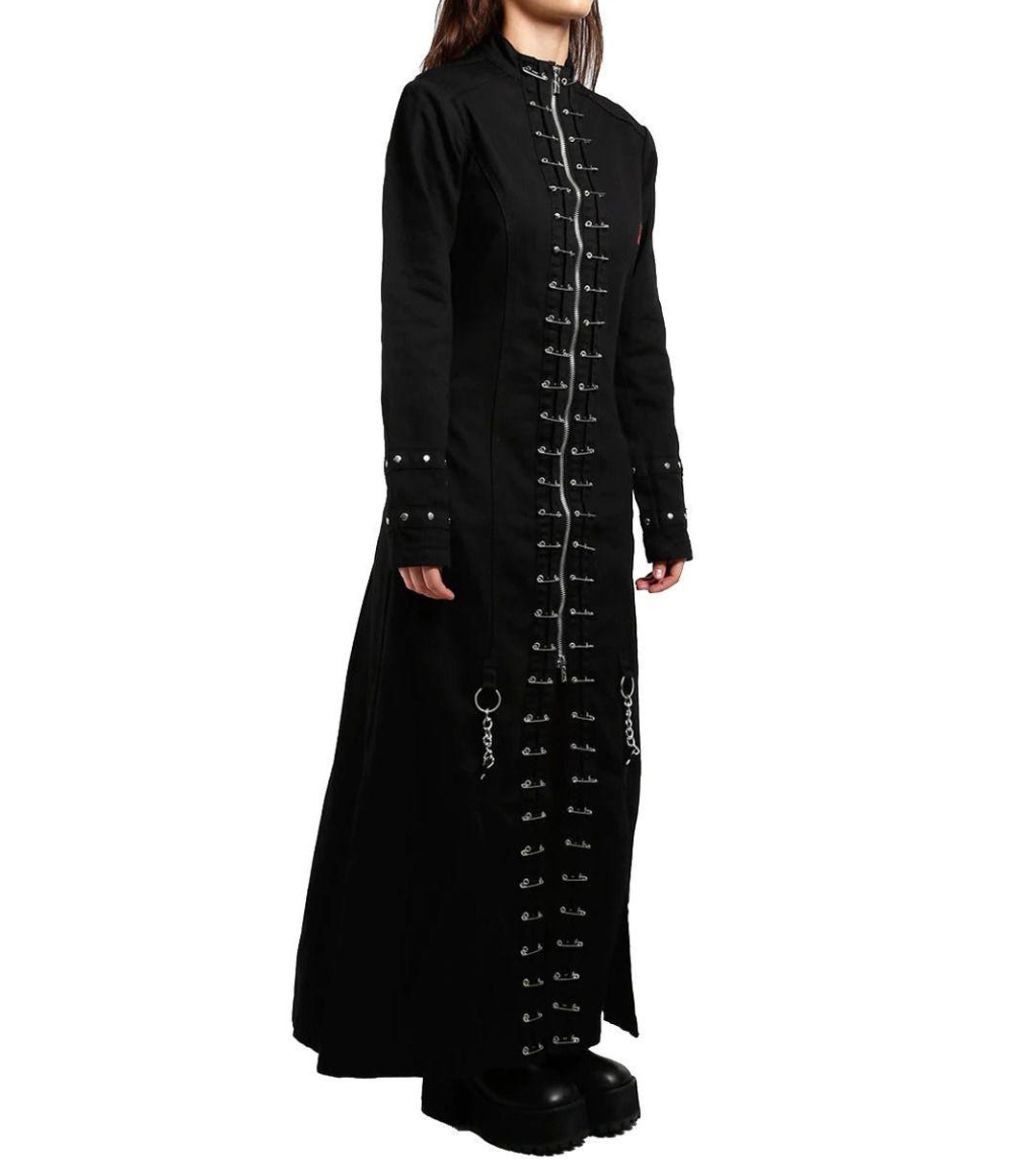 Women Gothic Long Trench Coat Black Hellraiser Vampire Style Full ...