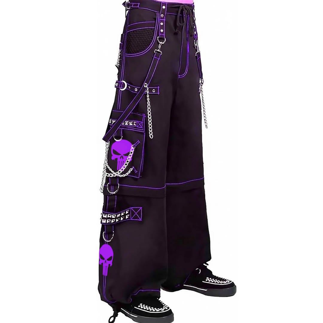 Purple Goth Techwear Cargo Pants – Cyberpunk Rave Alt Outfit - Etsy