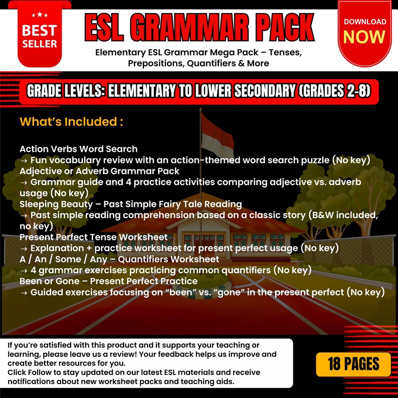ESL Grammar Worksheets - Tenses, Prepositions, Quantifiers (PDF) - Etsy ...