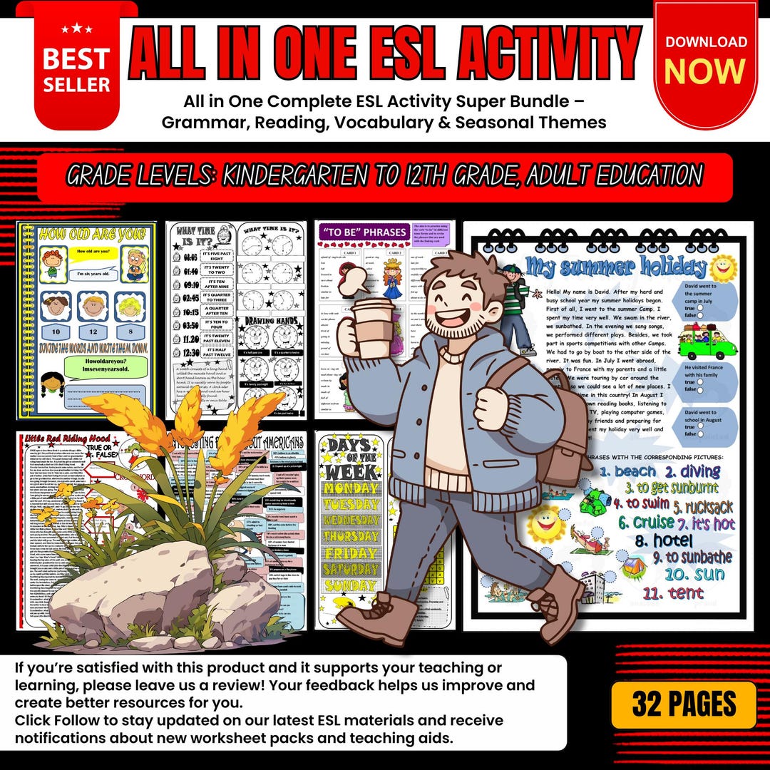 All in One Complete ESL Activity Super Bundle – Grammar, Reading ...