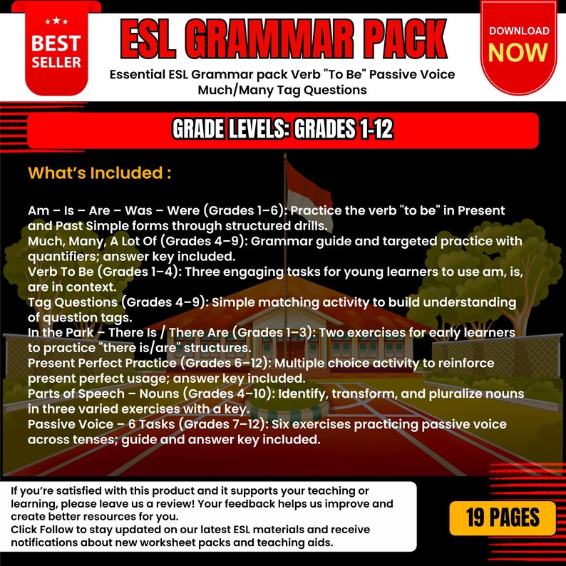 Essential ESL Grammar Pack Verb "to Be" Passive Voice Much/many Tag ...