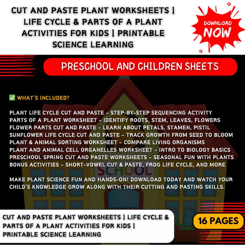 Plant Life Cycle Worksheets: Cut & Paste Science Activities (PDF ...
