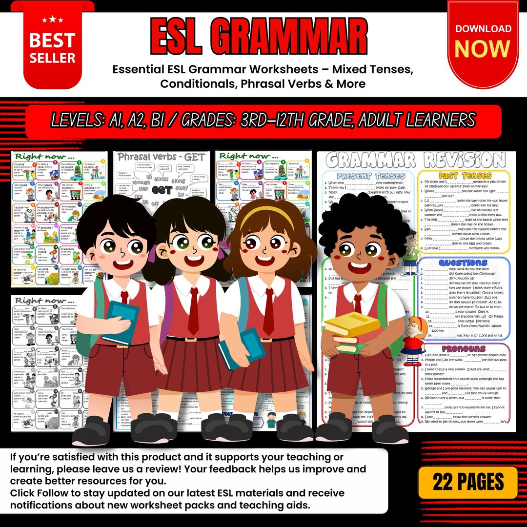 Essential ESL Grammar Worksheets – Mixed Tenses, Conditionals, Phrasal ...