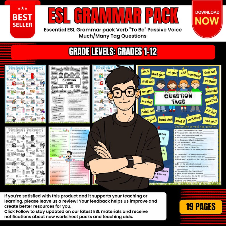 Essential ESL Grammar Pack Verb "to Be" Passive Voice Much/many Tag ...