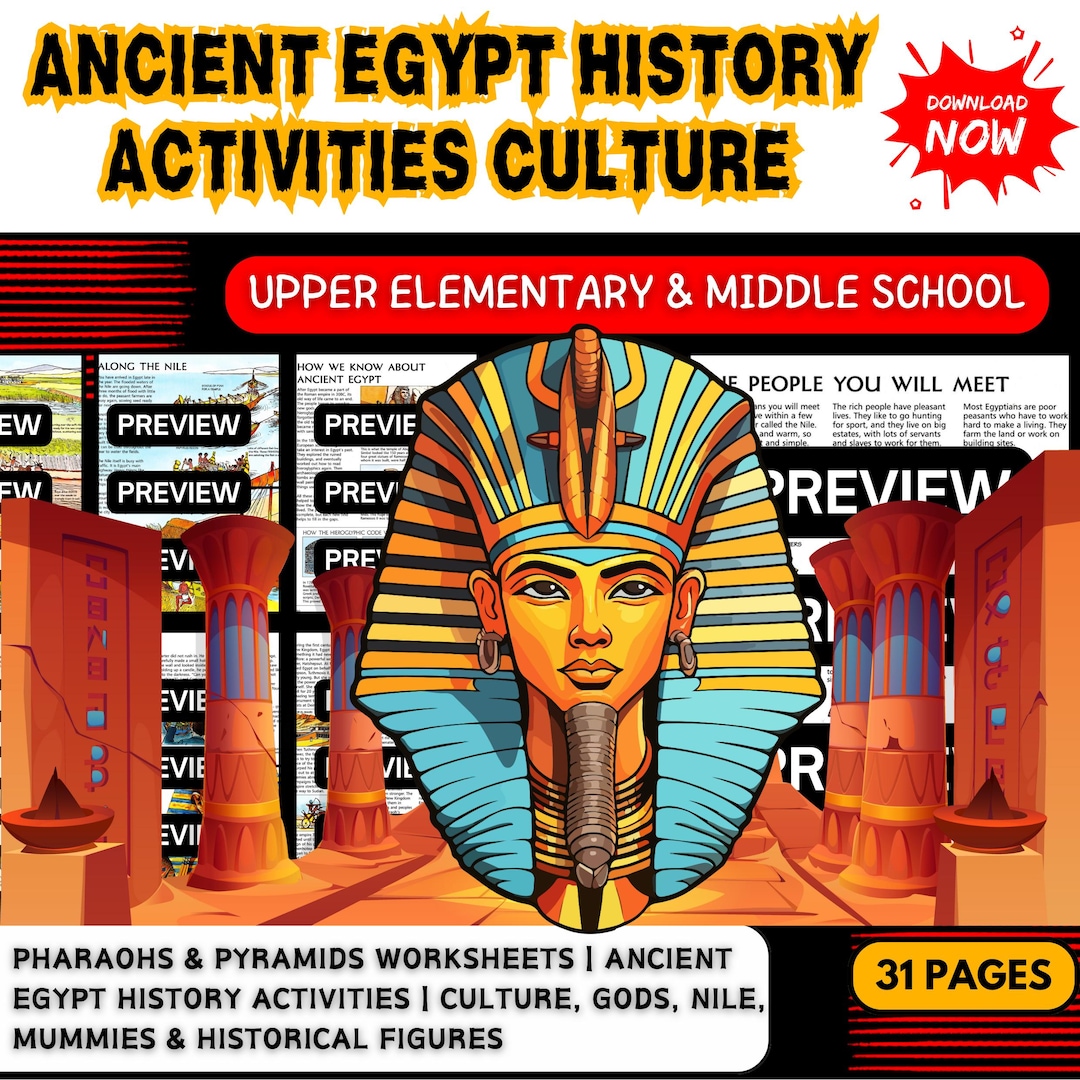 Ancient Egypt Worksheets: Pharaohs, Pyramids, Gods (digital Download ...