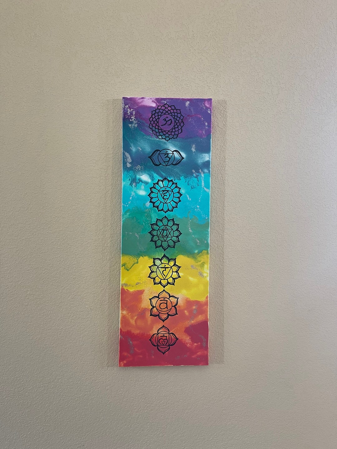 Chakra Art: Original Acrylic Canvas Painting, Chakra Symbol Painting ...