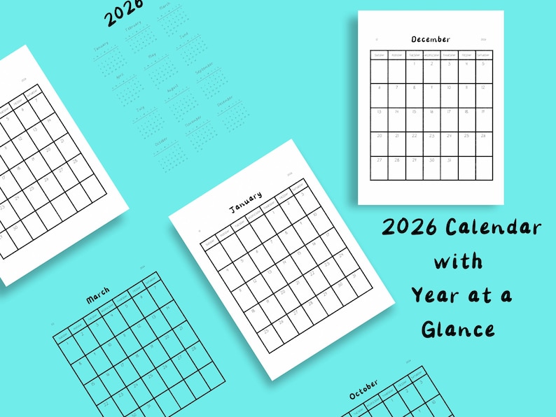 2026 Digital Calendar for Goodnotes, Minimalist Vertical Monthly ...