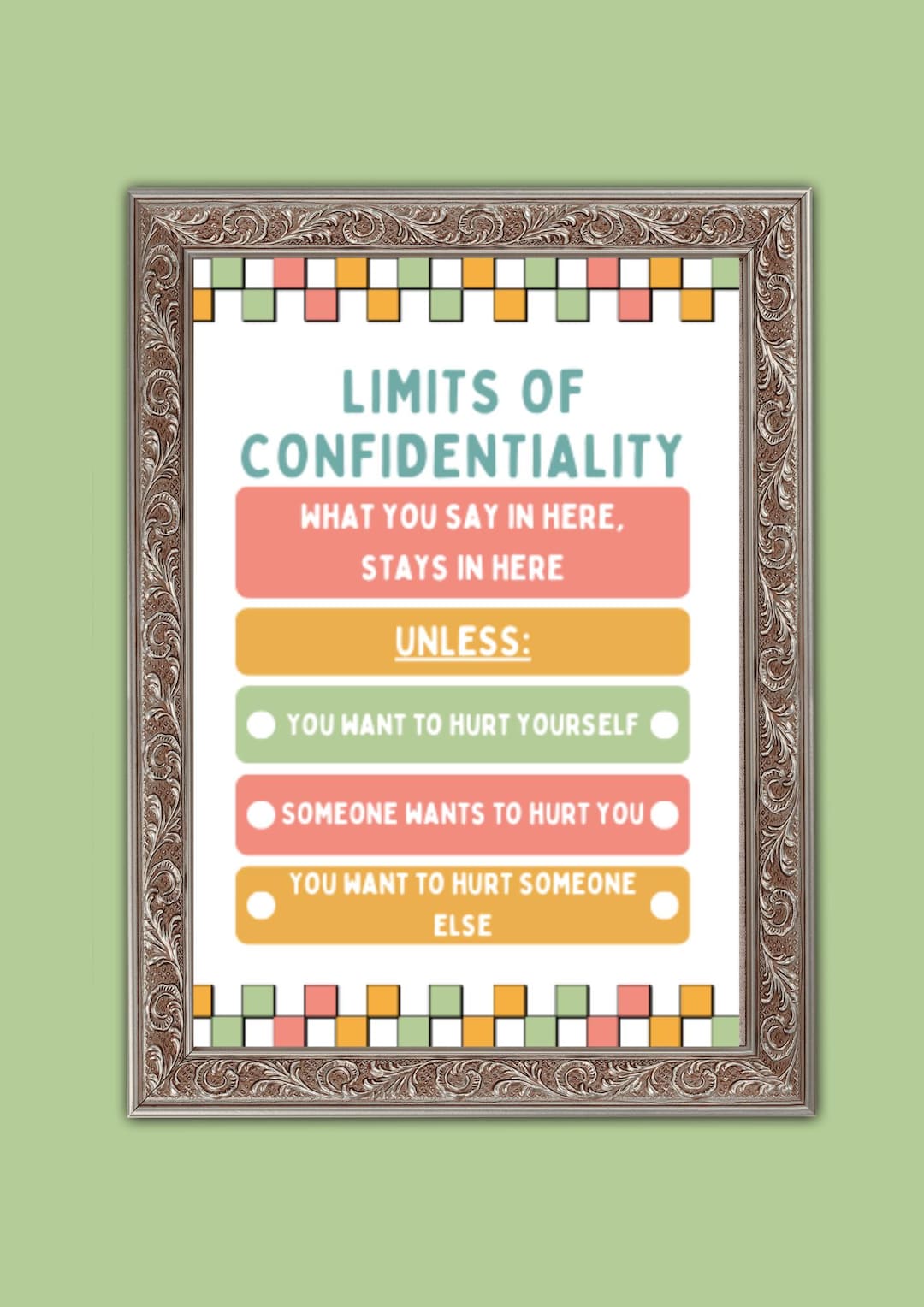 Limits of Confidentiality Office Sign for School Psychologists, Social ...