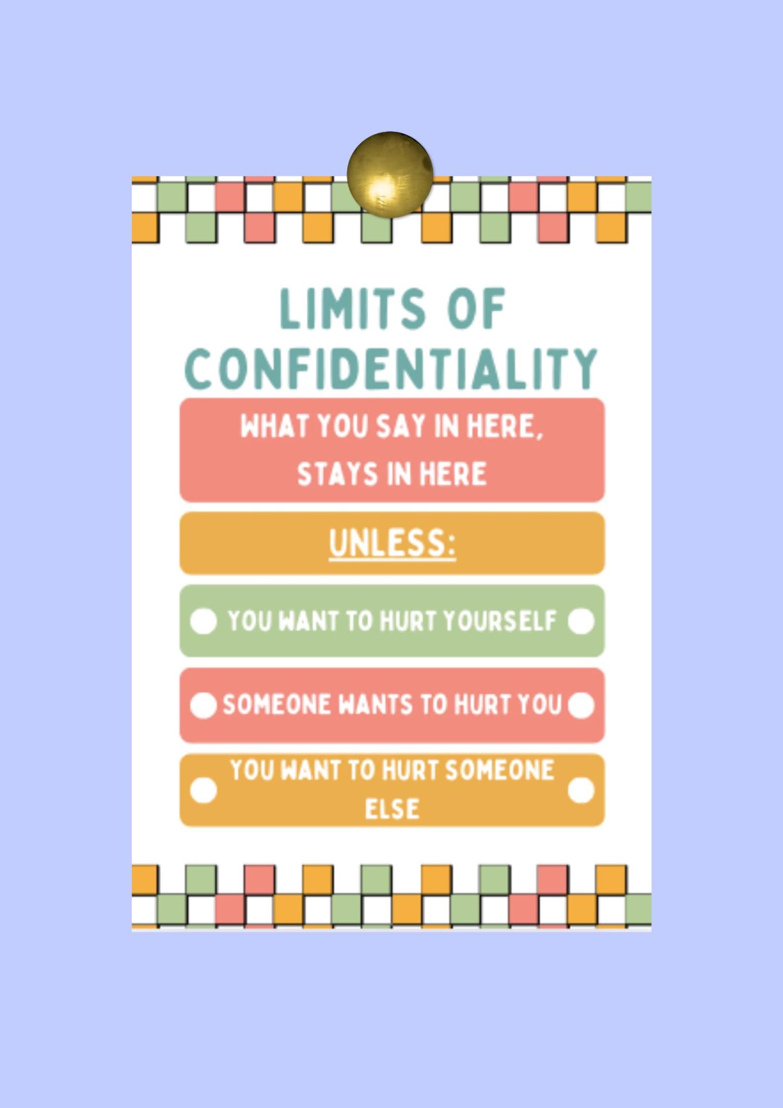 Limits of Confidentiality Office Sign for School Psychologists, Social ...