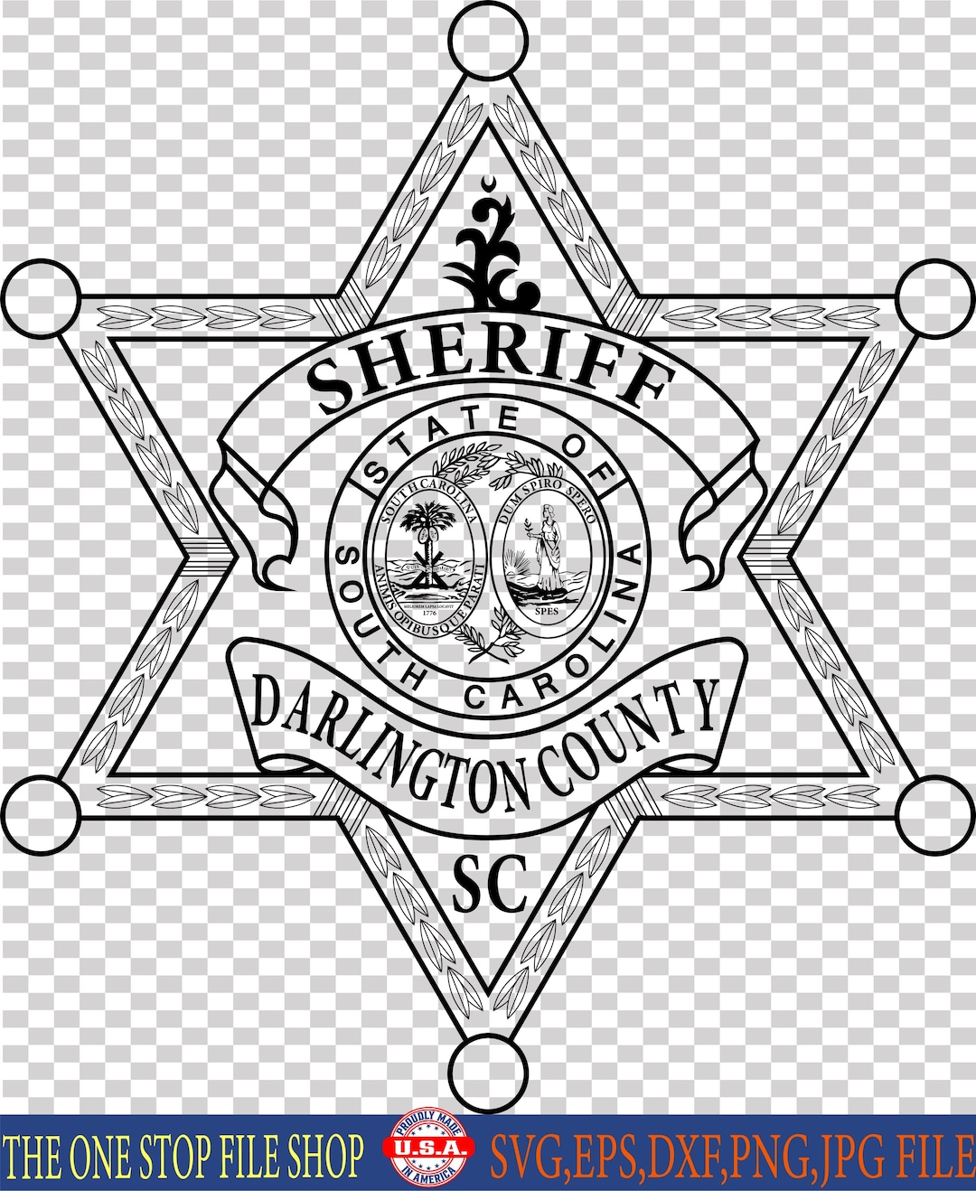 Darlington County Sheriff Sc Badge Vector File Cnc Laser Cutting, Wood ...