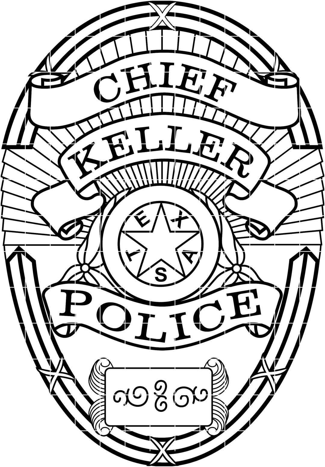 Keller Chief Police Texas Badge Vector File Cnc Laser Cutting, Wood ...