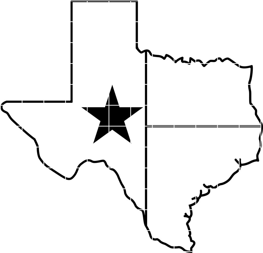 Us State Texas Map Vector File Cnc Laser Cutting, Wood, Metal Engraving ...