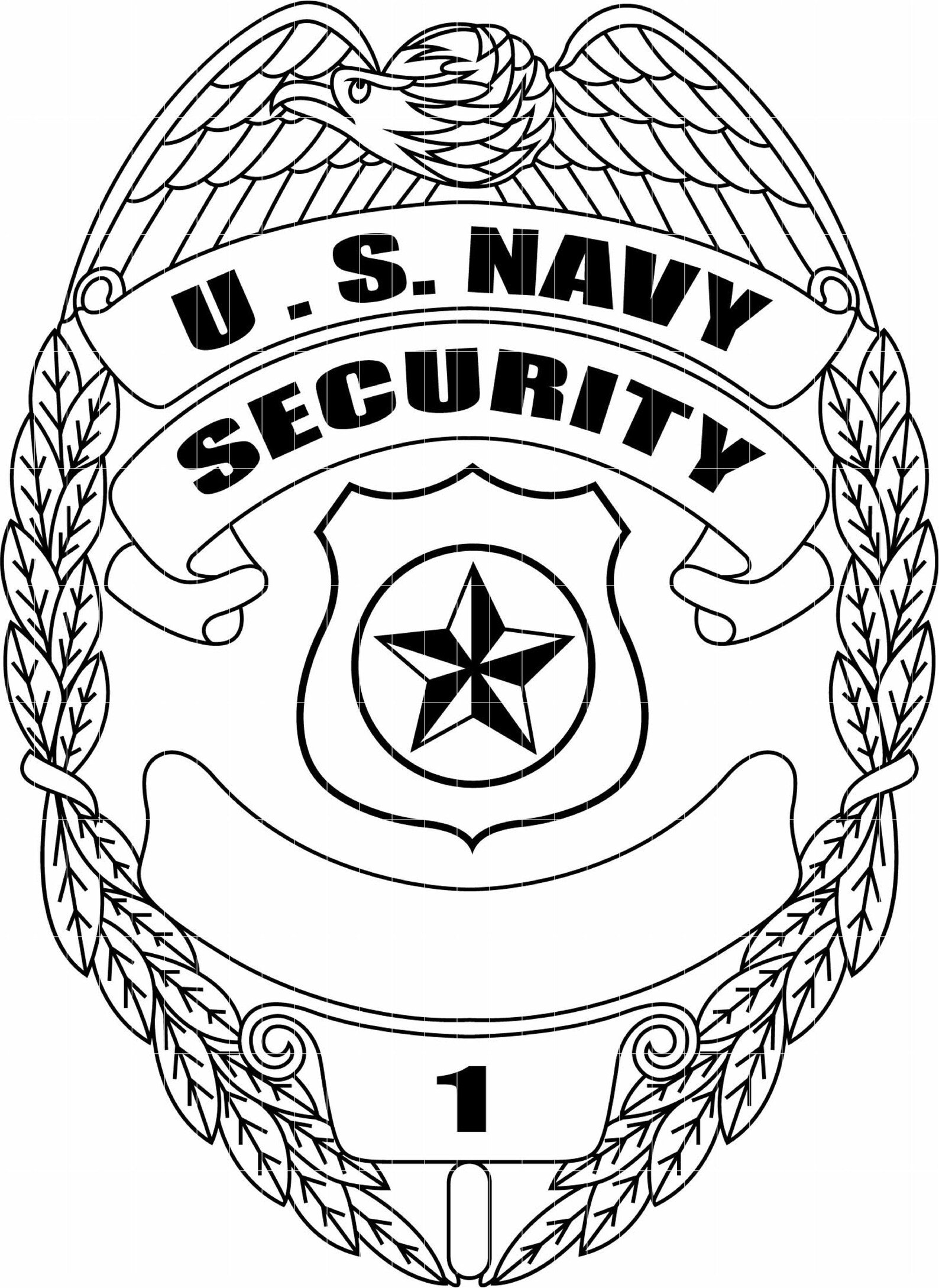 Us Navy Security Badge Vector File Cnc Laser Cutting, Wood, Metal ...