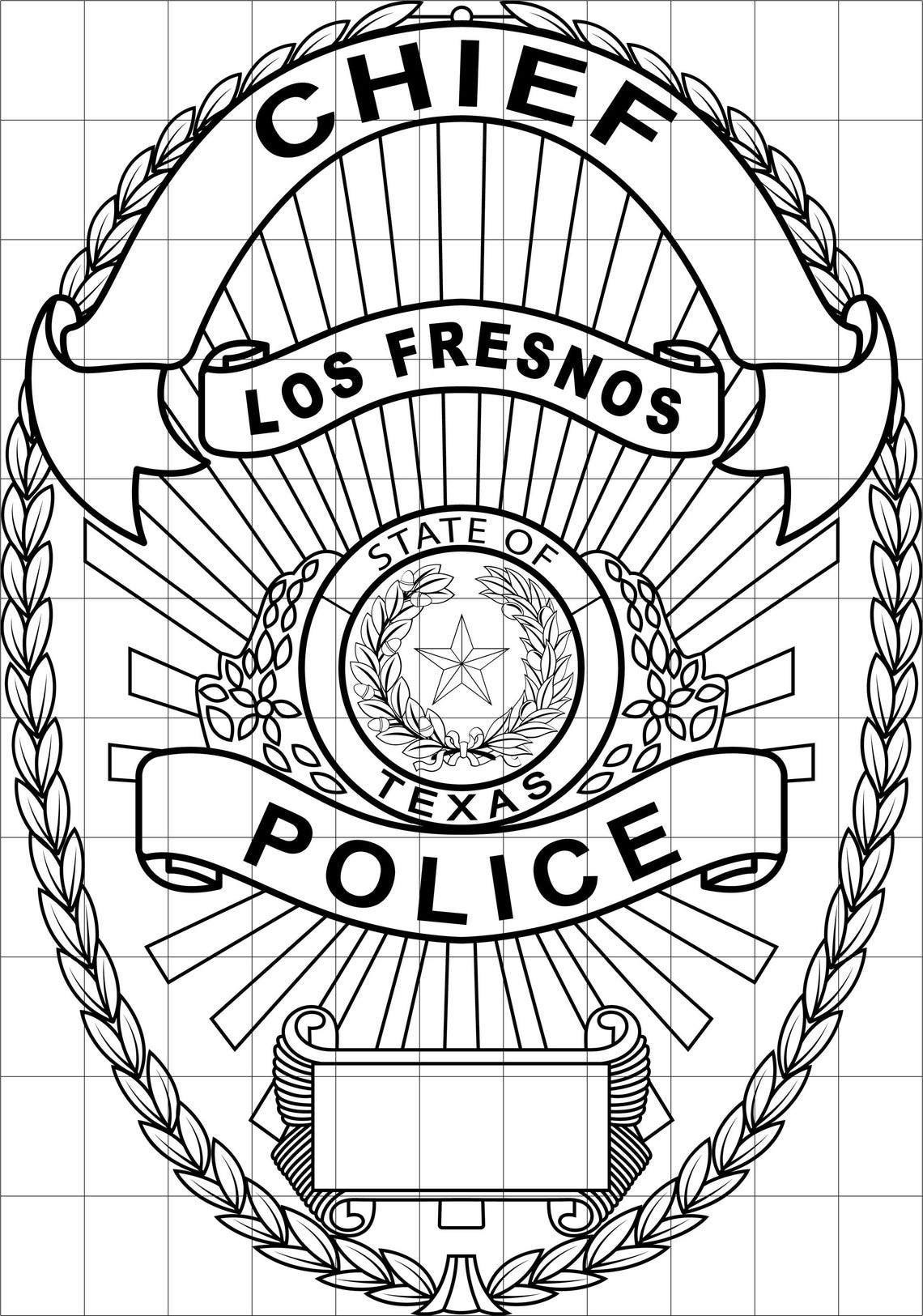 Los Fresnos Chief Tx Police Badge Vector File Cnc Laser Cutting, Wood ...
