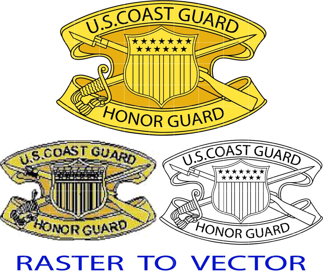 Coast Guard Honor Guard Insignia Color and Black Vector File Cnc Laser ...
