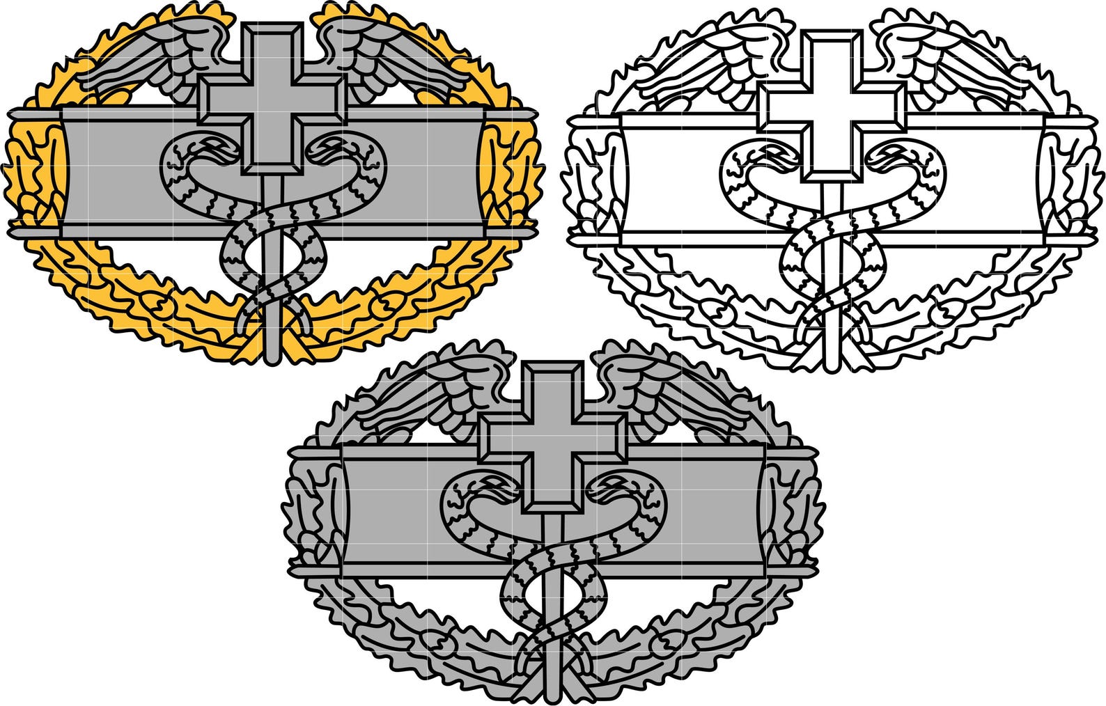 US Army Combat Medical Badge Color and Black File Cnc Laser Cutting ...