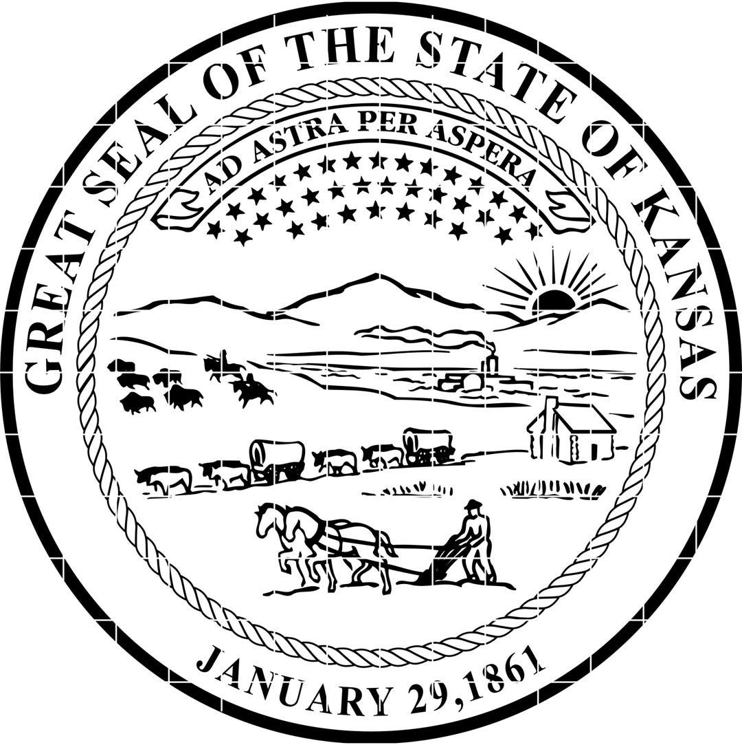 Us State Kansas Seal Vector Filecnc Laser Cutting, Wood, Metal ...