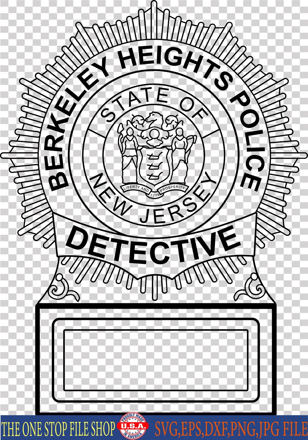 Berkeley Heights Police Detective Nj Badge Vector File Cnc Laser ...