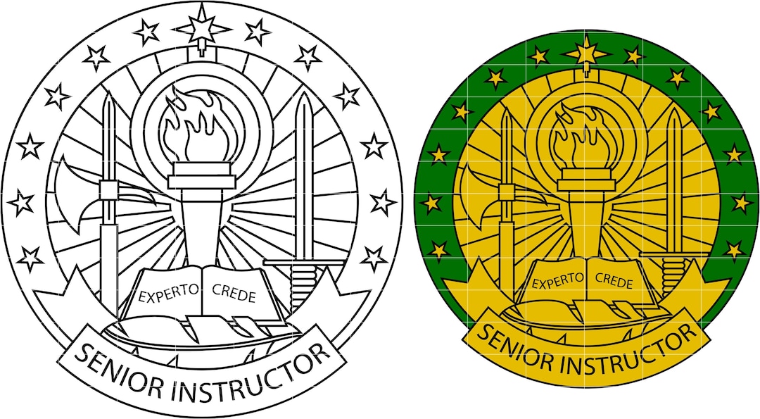 Us Army Senior Instructor Identification Badge Color and Black Vector ...