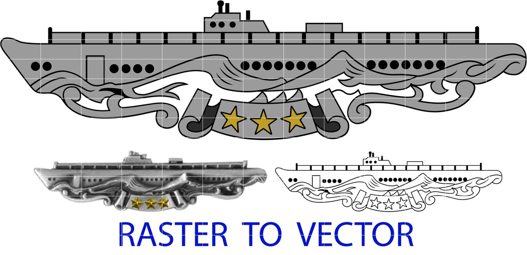 WWII Submarine Patrol Pin Patch Color and Black Vector File Cnc Laser ...