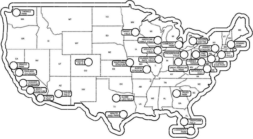 Baseball Stadium Map Vector File 2 Cnc Laser Cutting, Wood, Metal ...