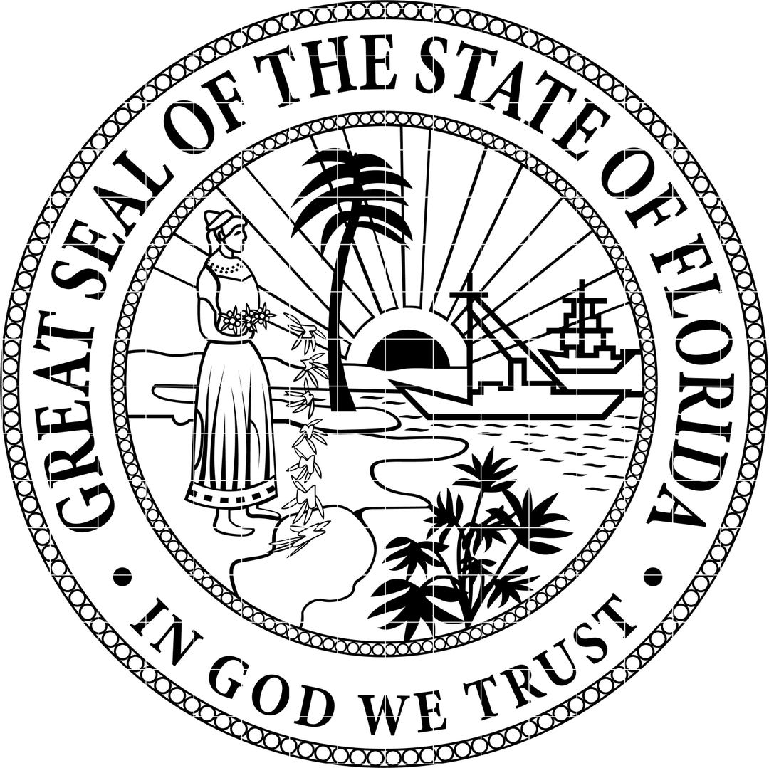 Usa State Florida Seal Vector File Cnc Laser Cutting, Wood, Metal ...
