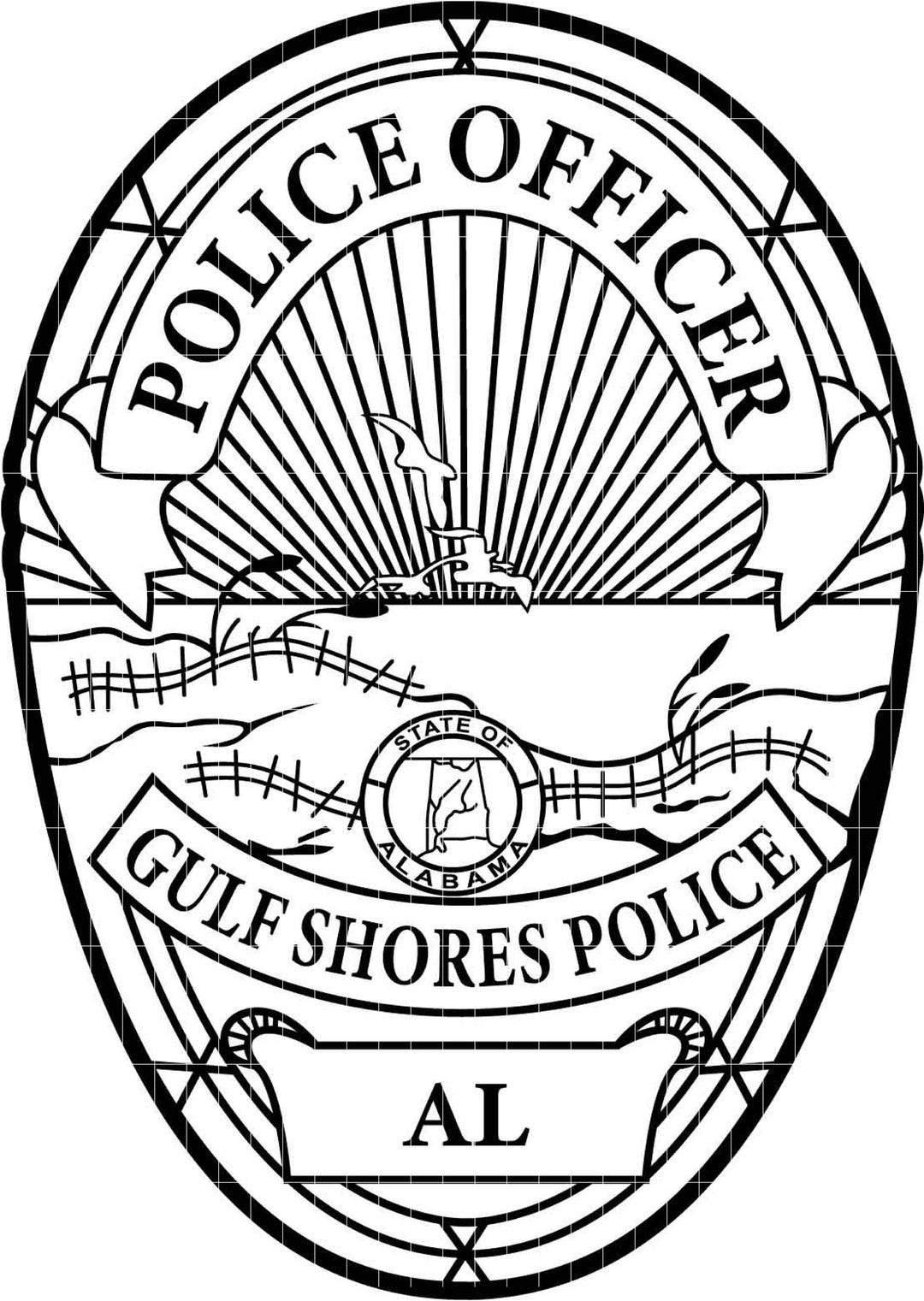 Alabama Gulf Shores Police Officer Badge Vector File Cnc Laser Cutting ...